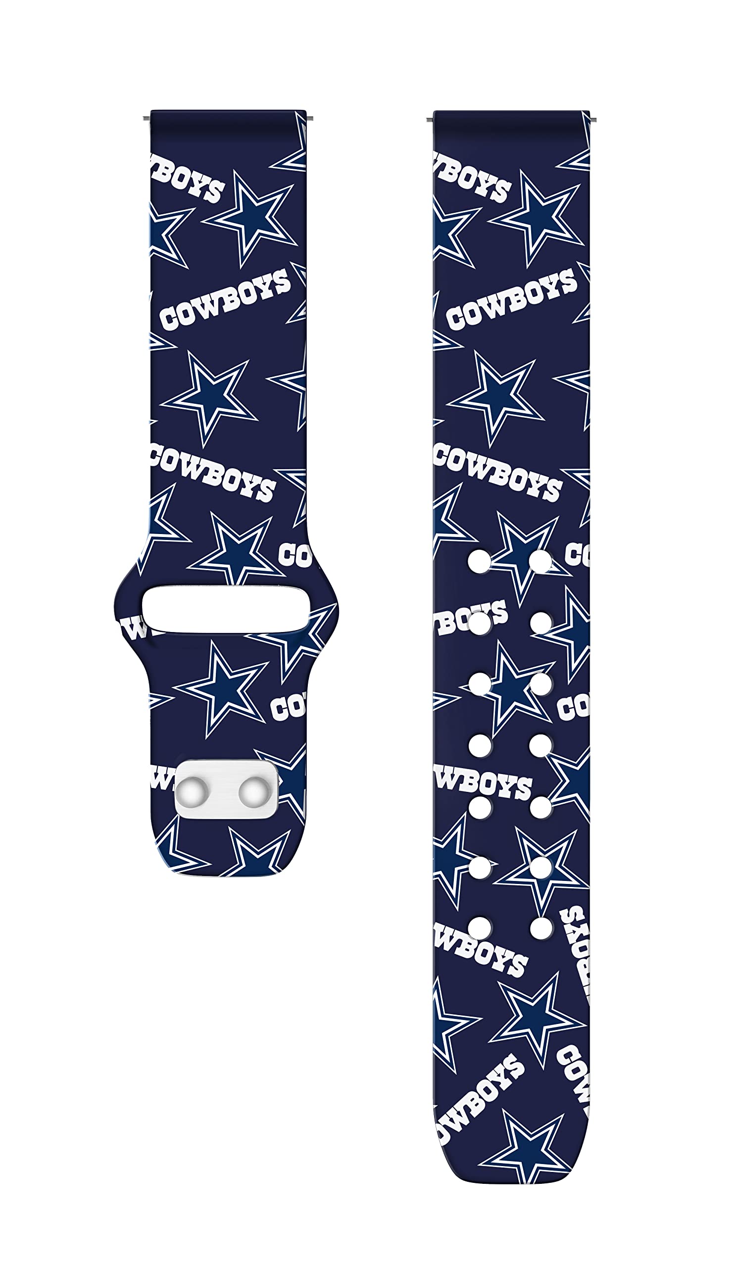 Game Time Dallas Cowboys Quick Change HD Watch Band Compatible with Samsung and More (Random 22mm Long)