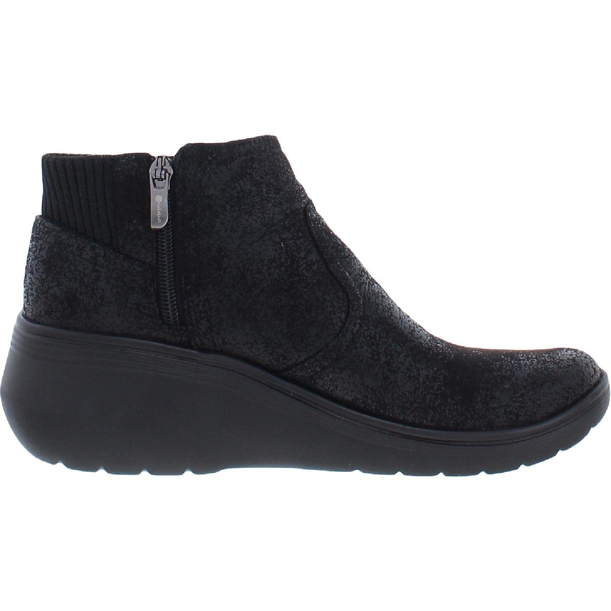 BZees Womens Weekend Faux Suede Shimmer Ankle Boots Black 8.5 Medium (B,M)