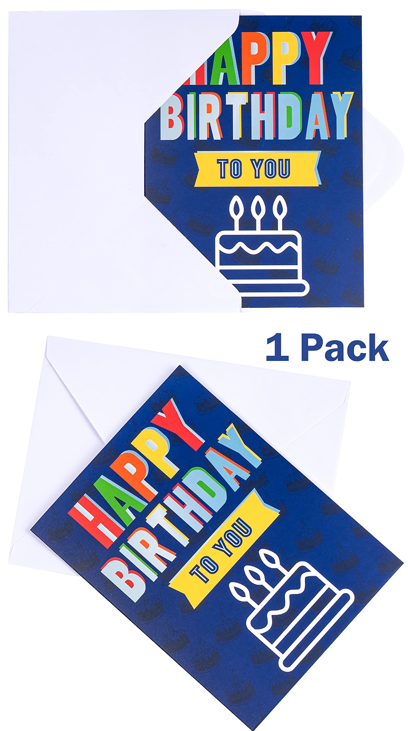 WRAPAHOLIC 13" Large Gift Bag with Card and Tissue Paper - Colorful Happy Birthday with Holographic Silver Foil