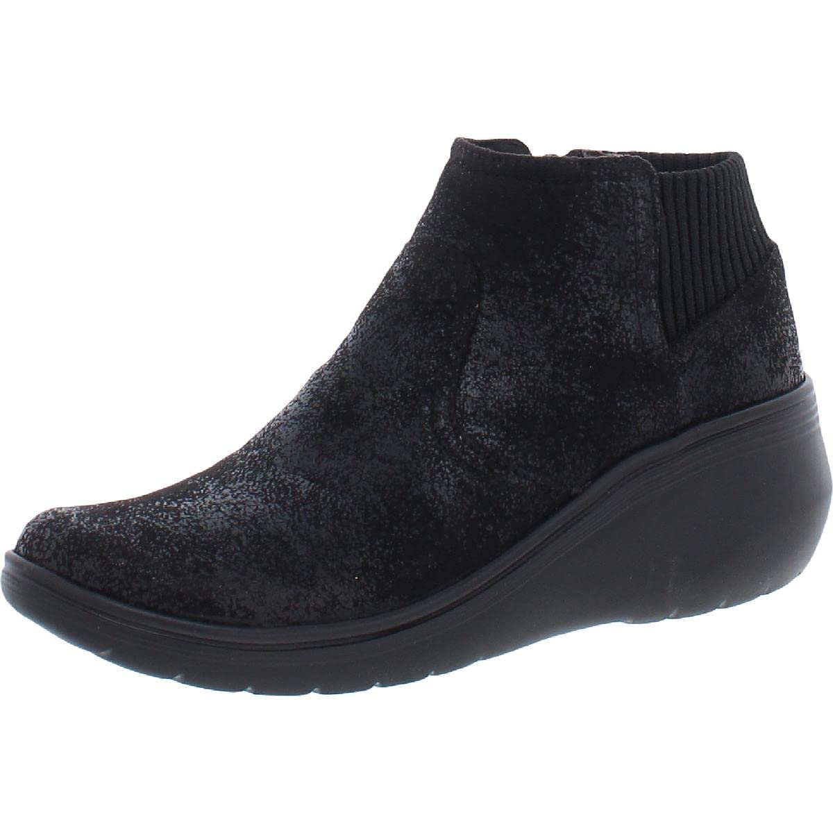BZees Womens Weekend Faux Suede Shimmer Ankle Boots Black 8.5 Medium (B,M)