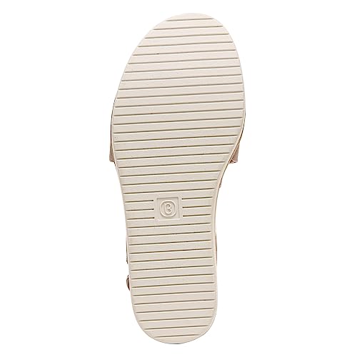 BZees Womens Radiant Cork Wedge Strappy Sandal Biscotti Brown Palm Leaf 6 M