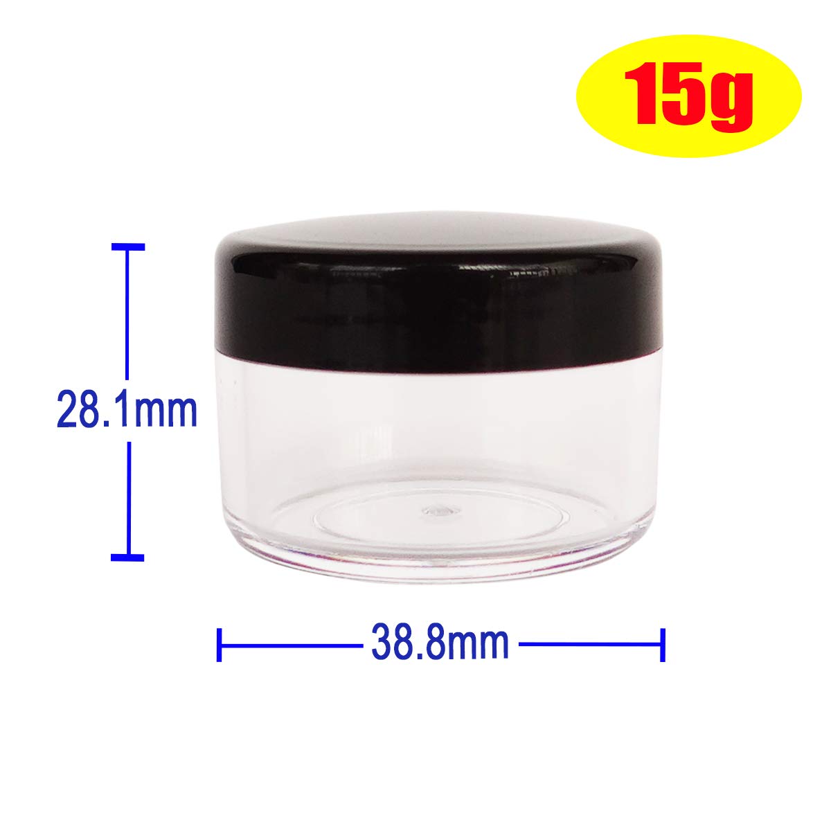 Wopanxye 20pack 15ml Makeup Sample Jars, BPA Free, Small Empty Cosmetic Container, Plastic Round Pot Screw-up Cap Lid, Travel 15g Jar for Lip Gloss Scrubs Salves Ointments Facial Creams Bath Lotions