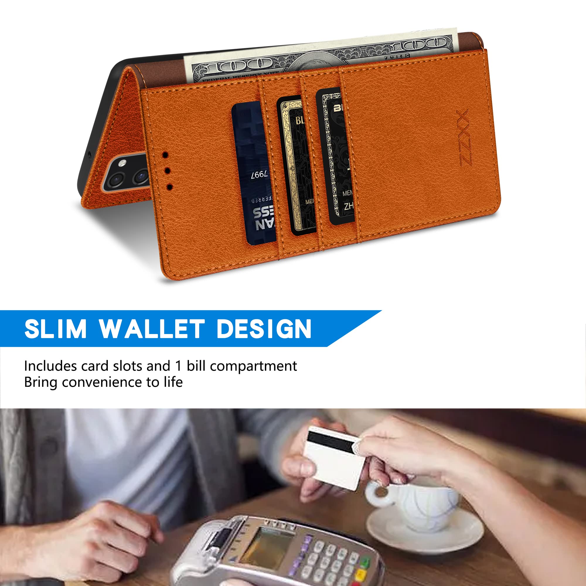 ZZXX for Samsung Galaxy S20 FE Wallet Case with [RFID Blocking] Card Slot Kickstand Magnetic Closure Leather Flip Fold Protective Phone Case for Samsung Galaxy S20 FE 5G Case Wallet(Brown-6.5 inch)