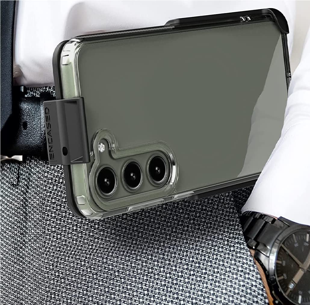 Encased Clear Case with Belt Clip Designed for Samsung Galaxy S23 - Protective Slim Cover with Phone Holster (Crystal Clear)