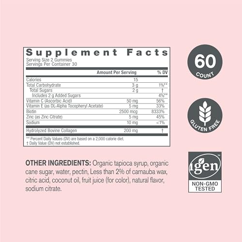 NeoCell Hair, Skin and Nails Beauty Builder With Collagen, Biotin and Vitamin C, Includes Antioxidants, Gummy, Lemon, 60 Count, 1 Bottle