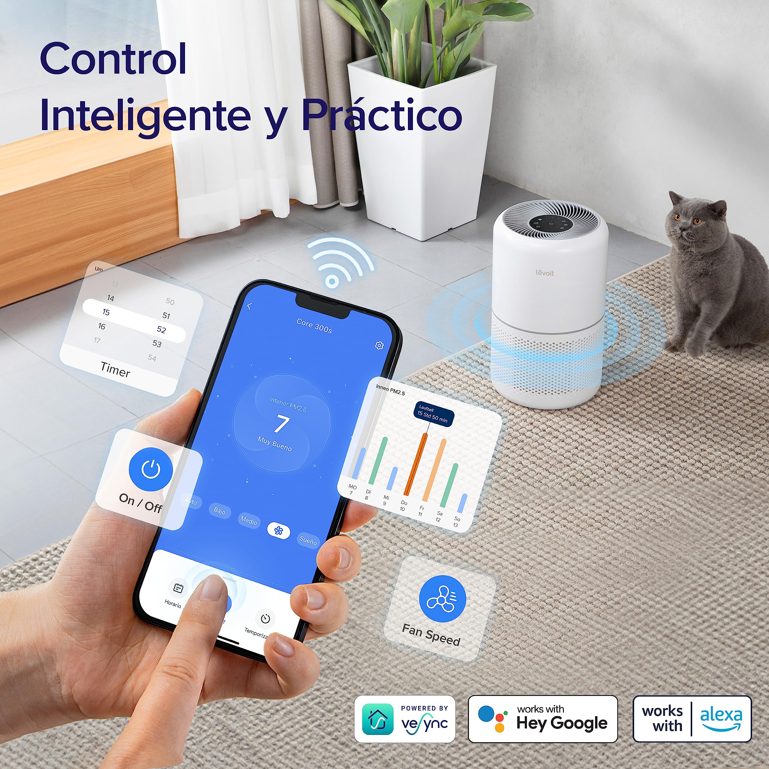 LEVOIT Air Purifiers for Home Bedroom, Smart WiFi, Auto Mode, Covers Up to 1095 Ft² & OasisMist 1000S (10L) Smart Humidifier for Home Large Room Bedroom, Last 100 Hours