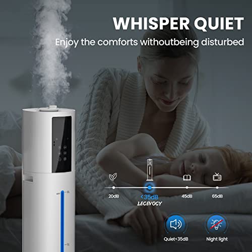 Humidifiers for Bedroom Large Room Home, 8L Top Fill Cool Mist Humidifiers for Baby and Plants, 360°Rotation Nozzles, Essential Oil Diffuser, Customized Humidity, Sleep Mode (White)