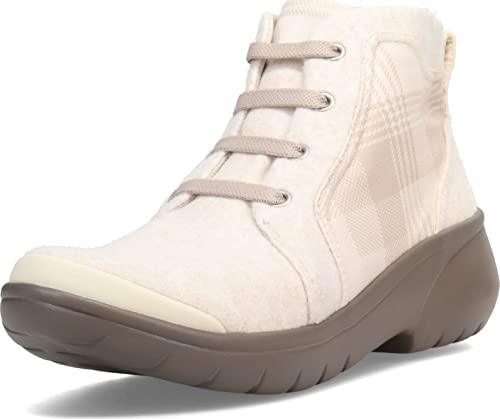 BZees Womens Kick Back Ankle Boot Taupe Plaid 8.5 M