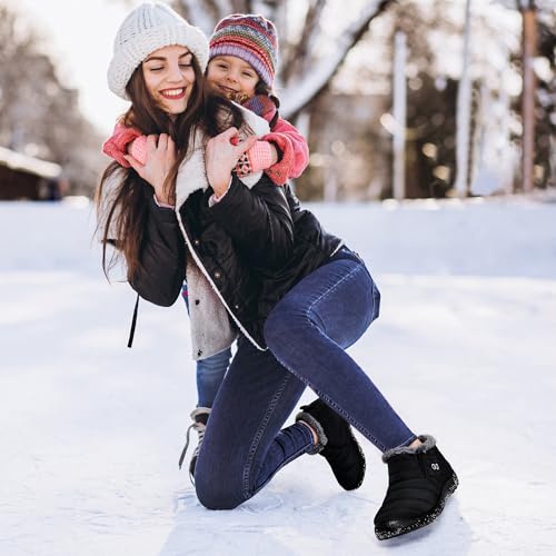 DUOYANGJIASHA Womens Snow Boots Winter Shoes Warm Fur Lined Lining Ankle Booties Waterproof Comfortable Slip On Outdoor Boots for Women