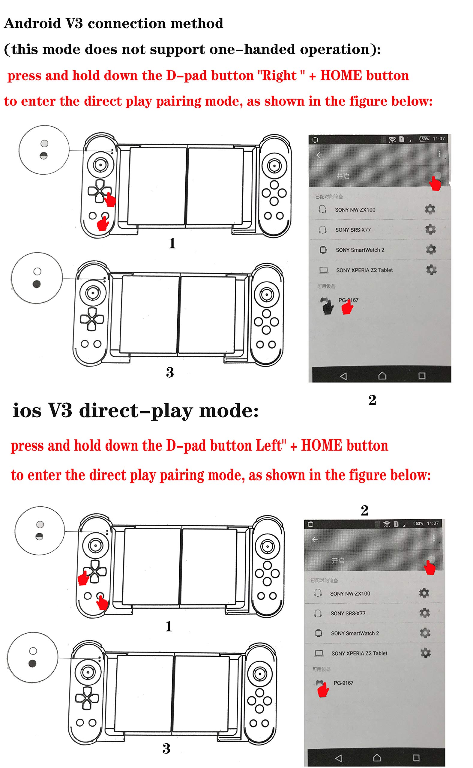 ipega-PG-9167 phone Wireless game controller for iPhone14/13/12/11/X,XR/ipad for Galaxy S23/S22/S21/S10+/ Note20/10,LG,one Plus,Android Smartphone Tablet (Android 6.0+ IOS13.0+MFI)