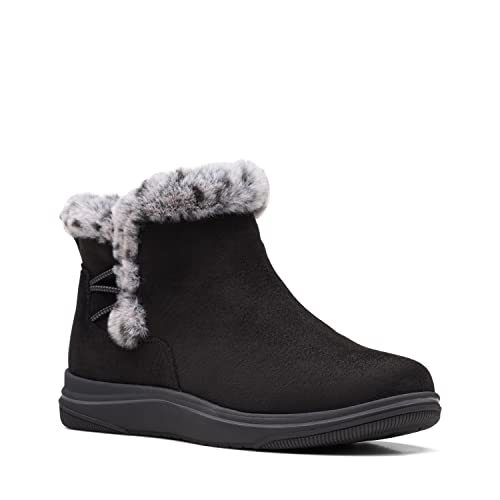 Clarks Women's Breeze Fur Ankle Boot, Black, 8