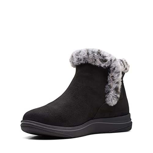 Clarks Women's Breeze Fur Ankle Boot, Black, 8