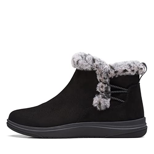 Clarks Women's Breeze Fur Ankle Boot, Black, 8