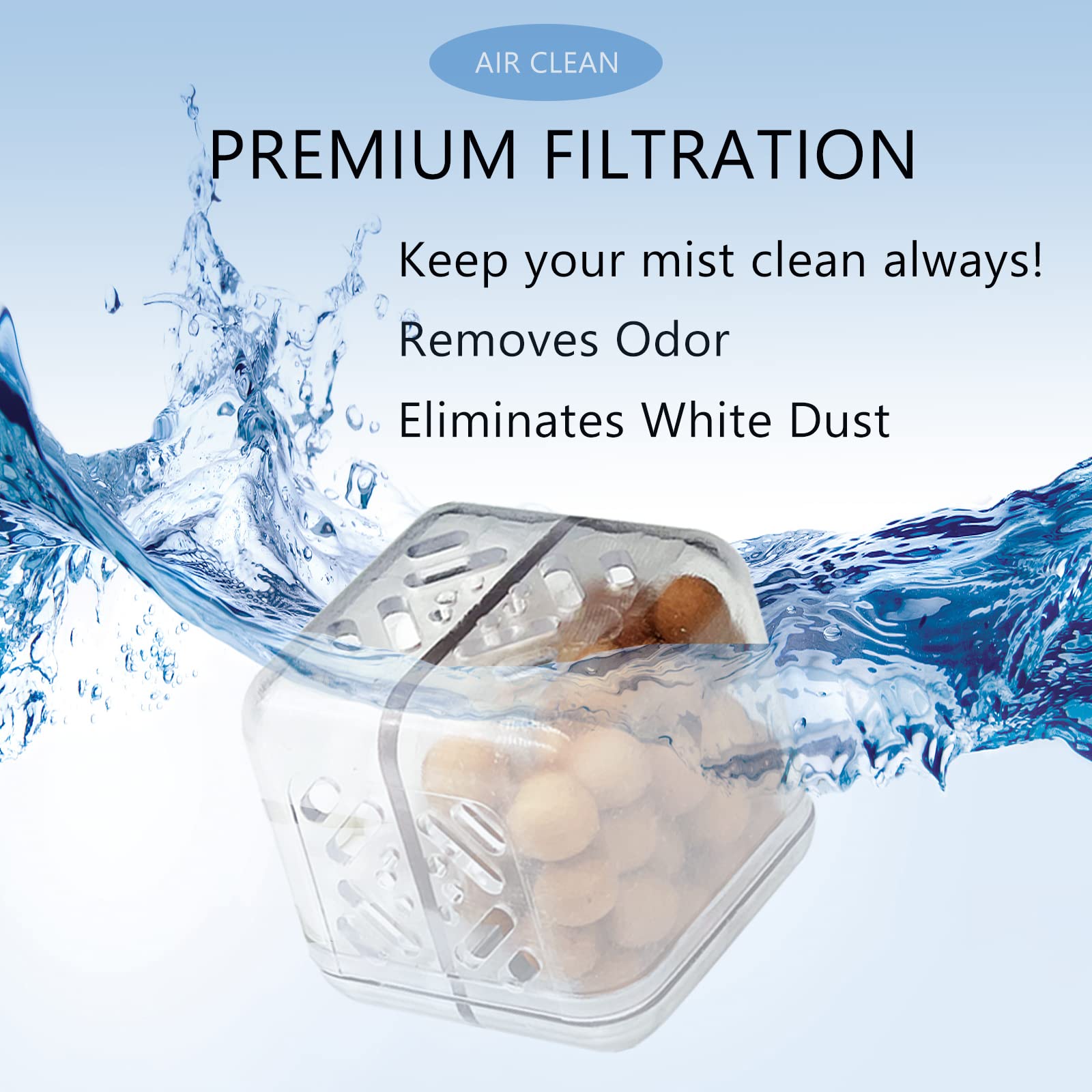 Humidifier Water Cleaning Demineralization Cartridge Filter Compatible with LEVOIT, GENIANI, EVERLASTING, Also Works with All Humidifiers Caliber Larger Than at Least 1.3 in Diameter (20 Pack)
