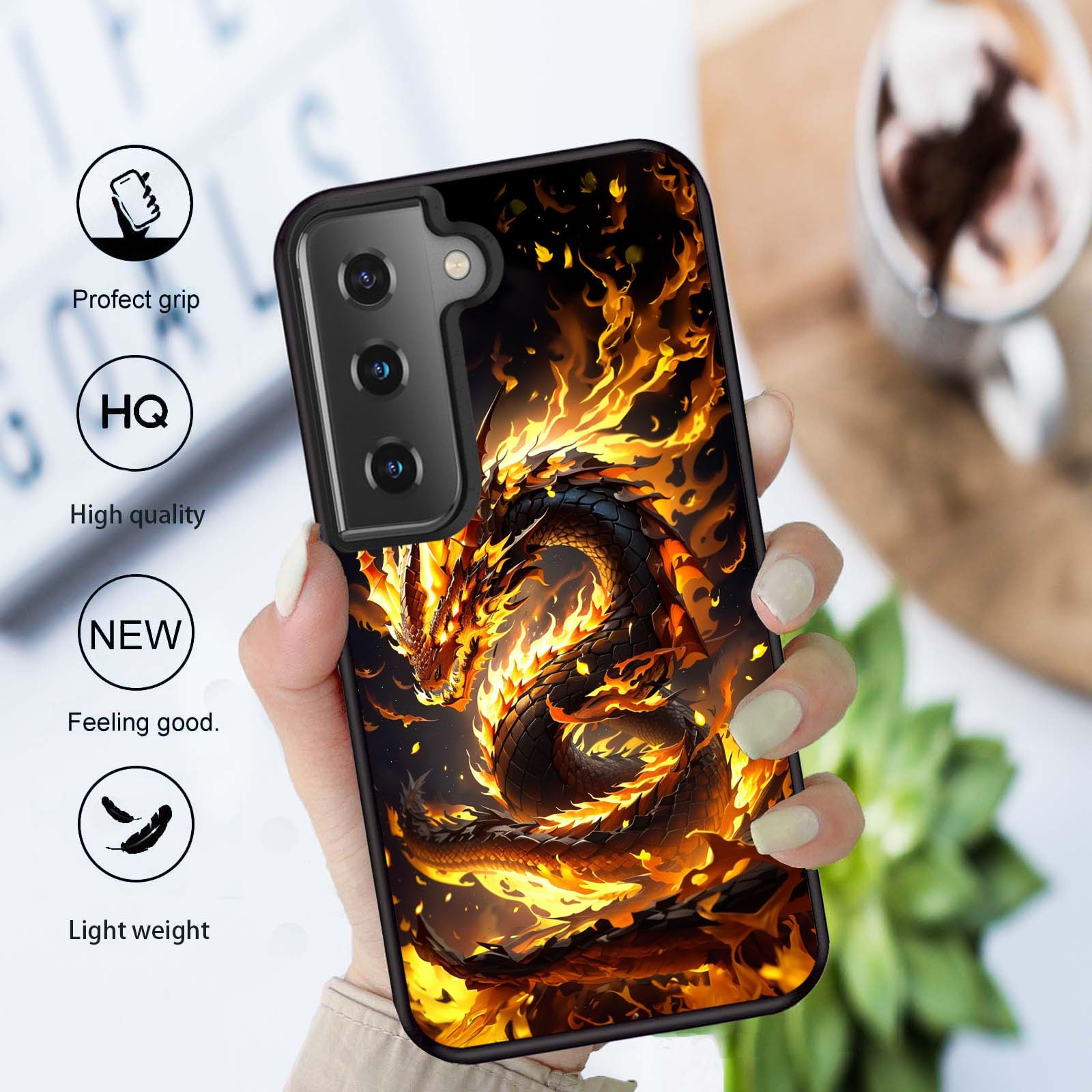 DHEEBFWE for Samsung Galaxy S23 Plus Thin Soft Frosted TPU Case Shock-Absorption Anti-Scratch Durable Protective Cover for Samsung Galaxy S23 Plus 2023 6.6",Fire Dragon