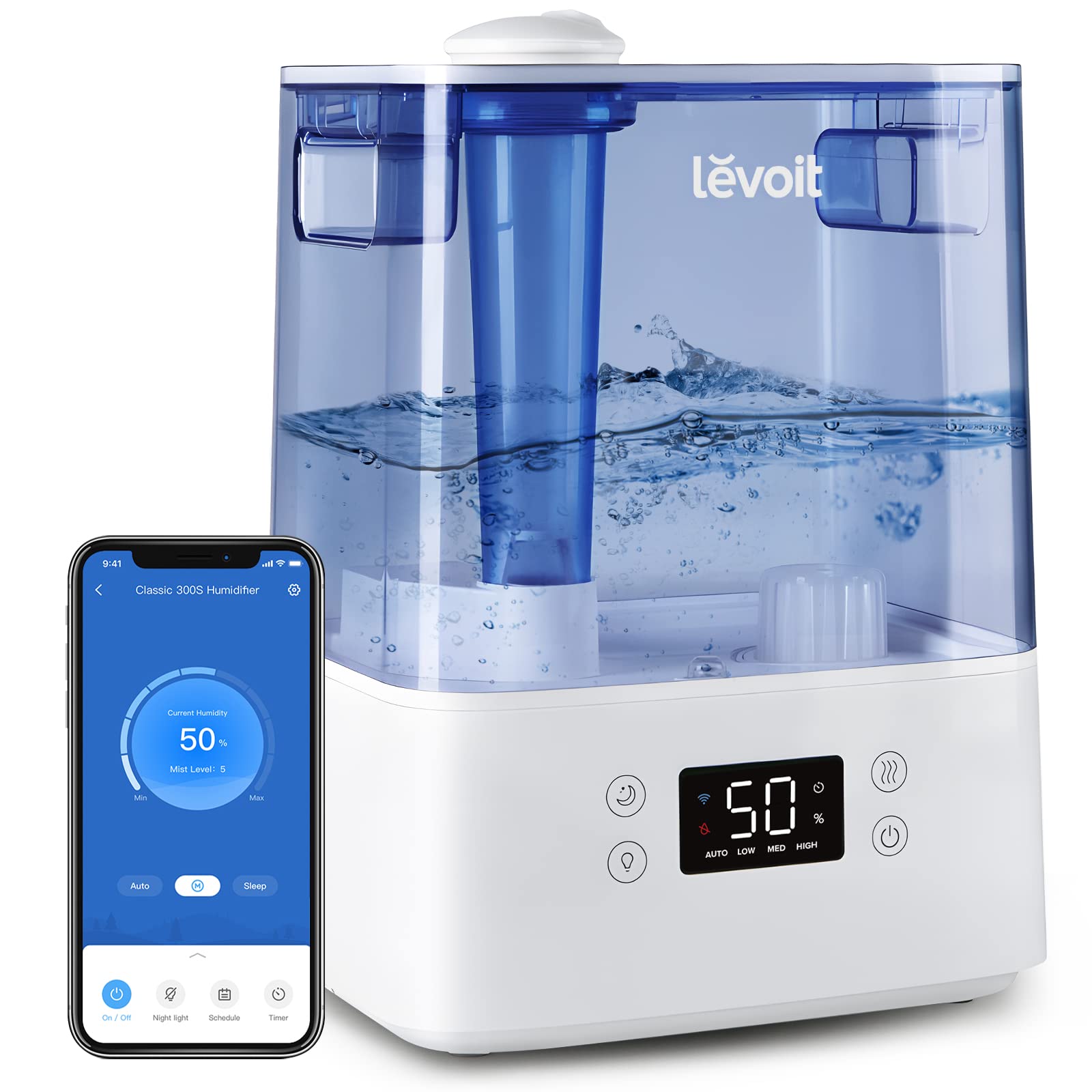 LEVOIT Humidifiers Bundle - Classic300S Ultrasonic Smart Top Fill Humidifier (6L Tank) + 4L Humidifiers for Bedroom