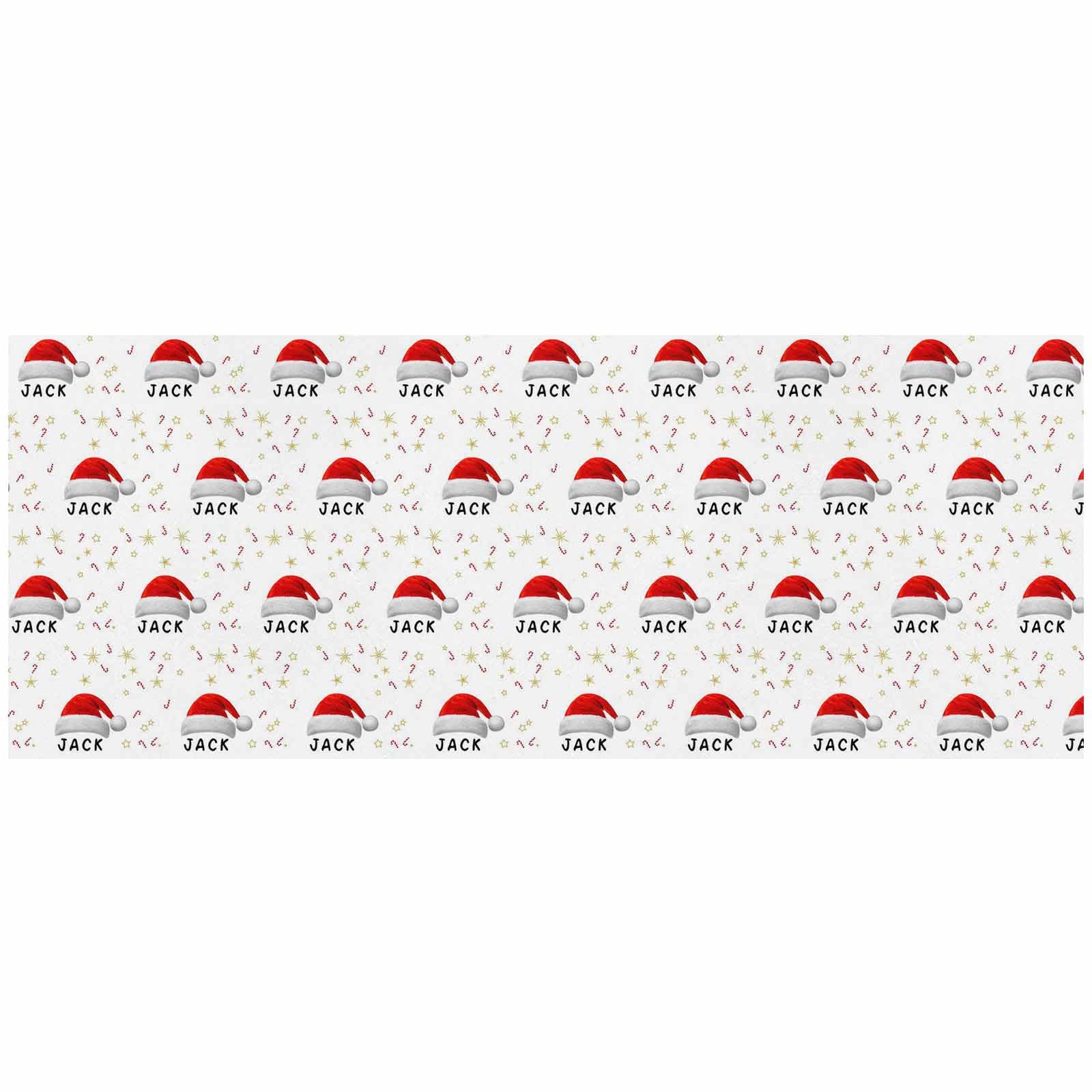 YESCUSTOM Personalized Name Wrapping Paper, 58"x23" Custom Christmas Wrapping Paper Rolls with Santa Hat candy cane, Christmas Gift Wrap for Him Her Boys Girls Mom Dad