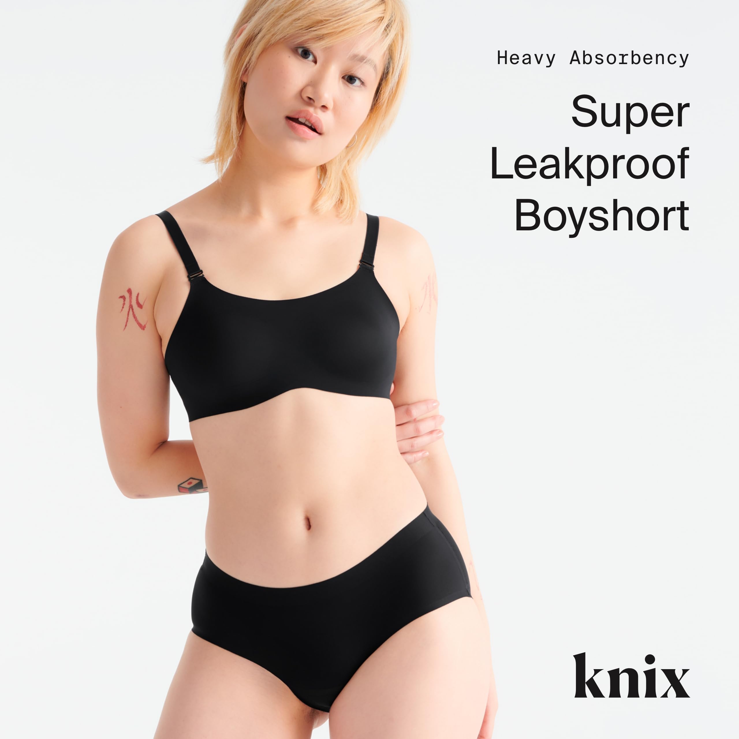 KNIX Super Leakproof Boyshort - Quick-Dry & Breathable Period Underwear - Menstruation Boyshort Panties with Stretchy Fabric - Alternative to Menstrual Pads - Black, Medium (3 Pack)