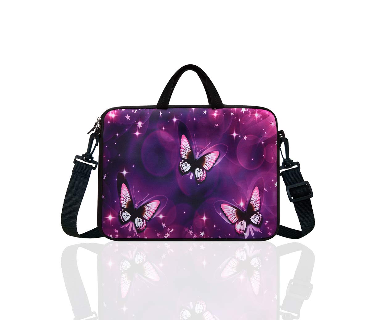 10-Inch Neoprene Laptop Tablet Shoulder Messenger Bag Case Sleeve for 9.7 10 10.1 10.5" Inch Netbook/Ipad Pro/Air (Colourful Butterfly)