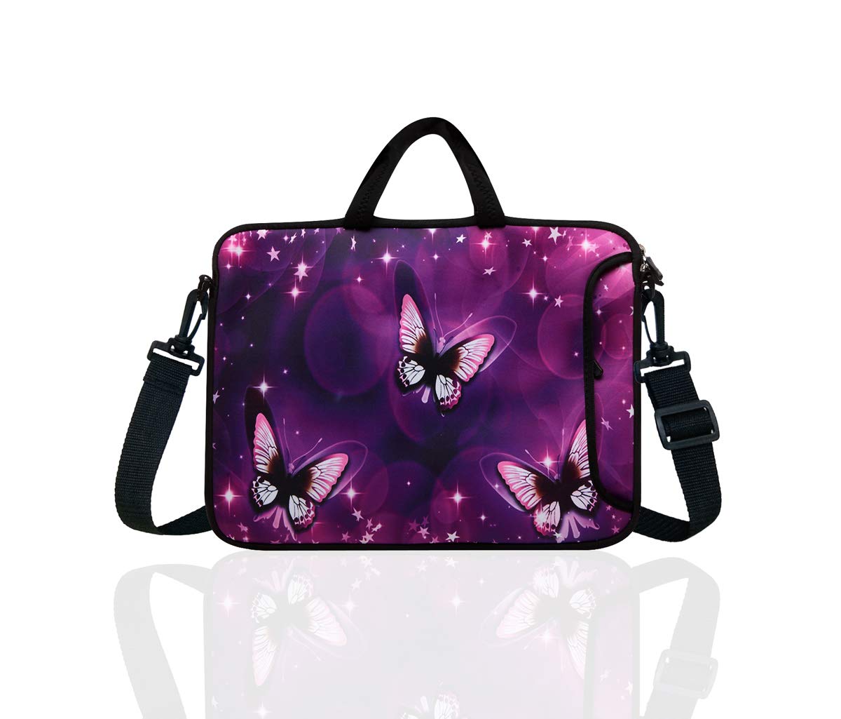 10-Inch Neoprene Laptop Tablet Shoulder Messenger Bag Case Sleeve for 9.7 10 10.1 10.5" Inch Netbook/Ipad Pro/Air (Colourful Butterfly)