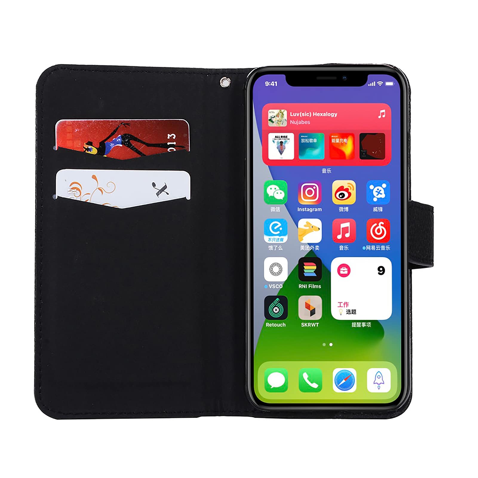 Girlyard Case for Samsung Galaxy A32 5G, Bling Glitter Rhinestone Premium PU Leather Wallet Case with Card Holder Flip Magnetic Kickstand Shockproof Protective Cover - Black, Beauty in Red Dress