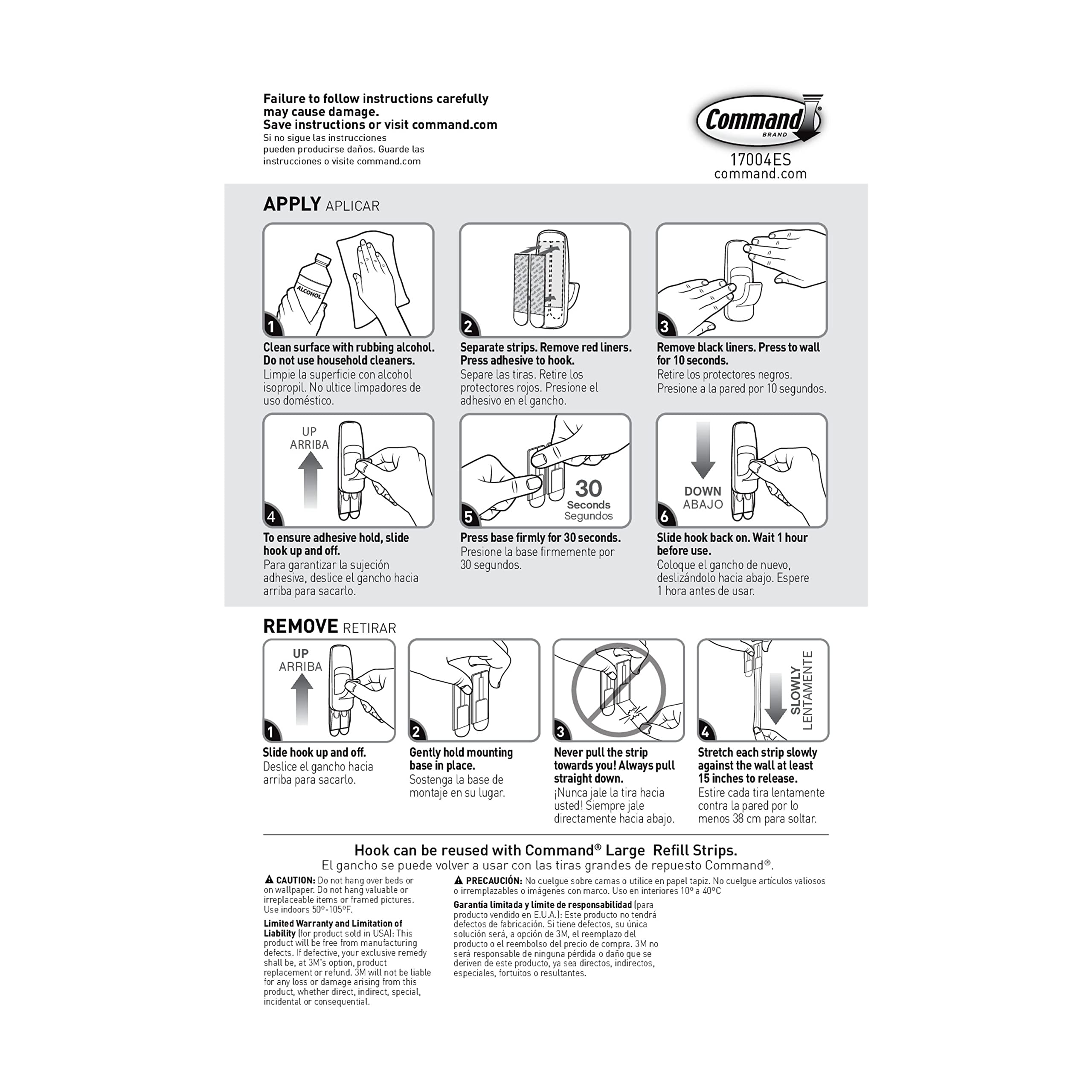 Command Jumbo Utility Hooks, Damage Free Hanging Wall Hooks with Adhesive Strips, No Tools Wall Hooks for Hanging Decorations in Living Spaces, 1 White Hook and 4 Command Strips