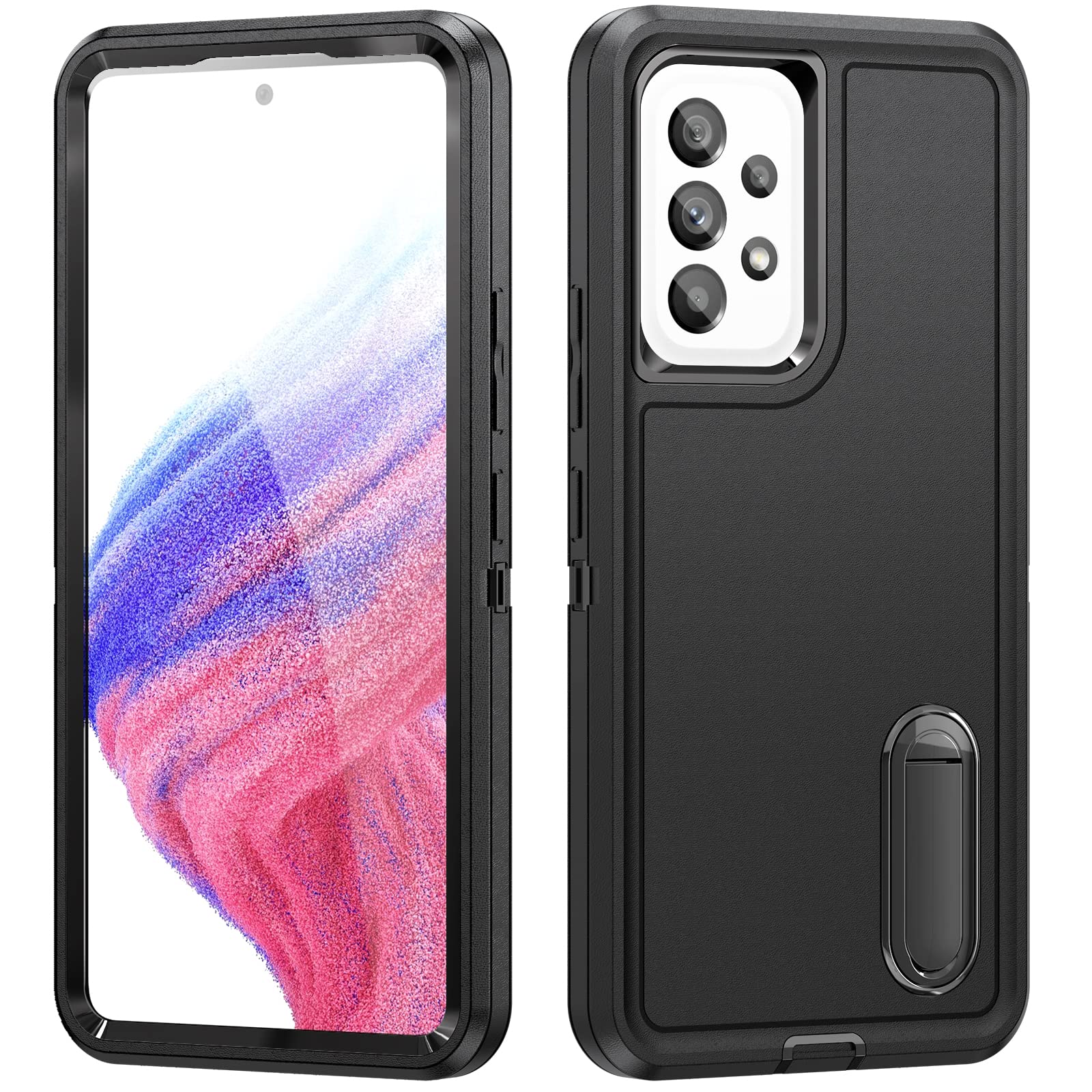 IDweel for Galaxy A53 5G Case with Build-in Kickstand(2022), Heavy Duty Protection Shockproof Anti-Scratch Rugged Slim Fit Protective Durable Case Hard Cover for Samsung Galaxcy A53 5G 6.5 Inch,Black