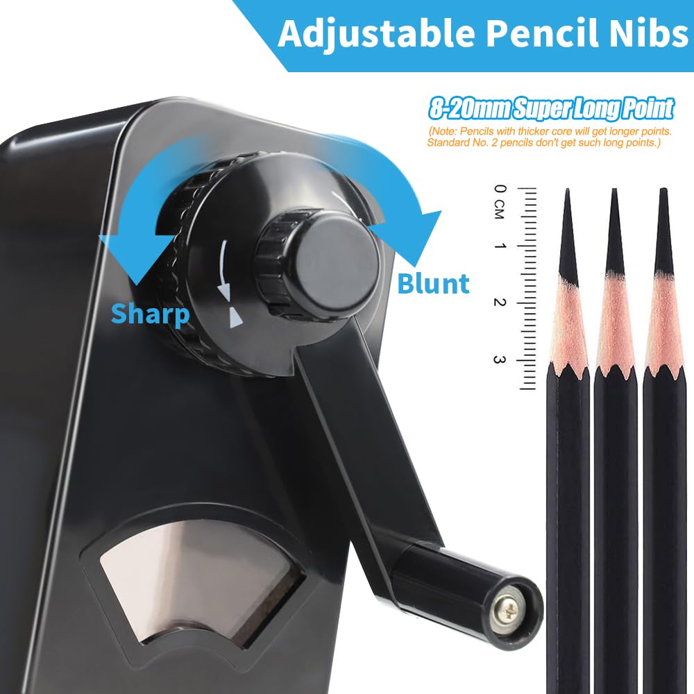 AFMAT Long Point Pencil Sharpener, Art Pencil Sharpeners, Charcoal Pencil Sharpener for Artists, Drawing Pencil Sharpener Manual for Art Pencils/Drawing/Sketching Pencils(φ6-8.2mm), Adjustable Points