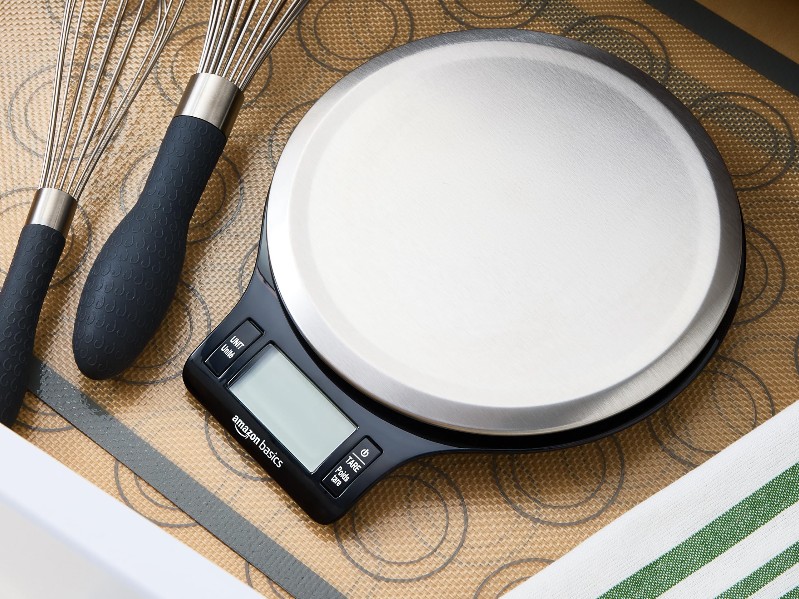 Amazon Basics Stainless Steel Digital Kitchen Scale with LCD Display, Batteries Included