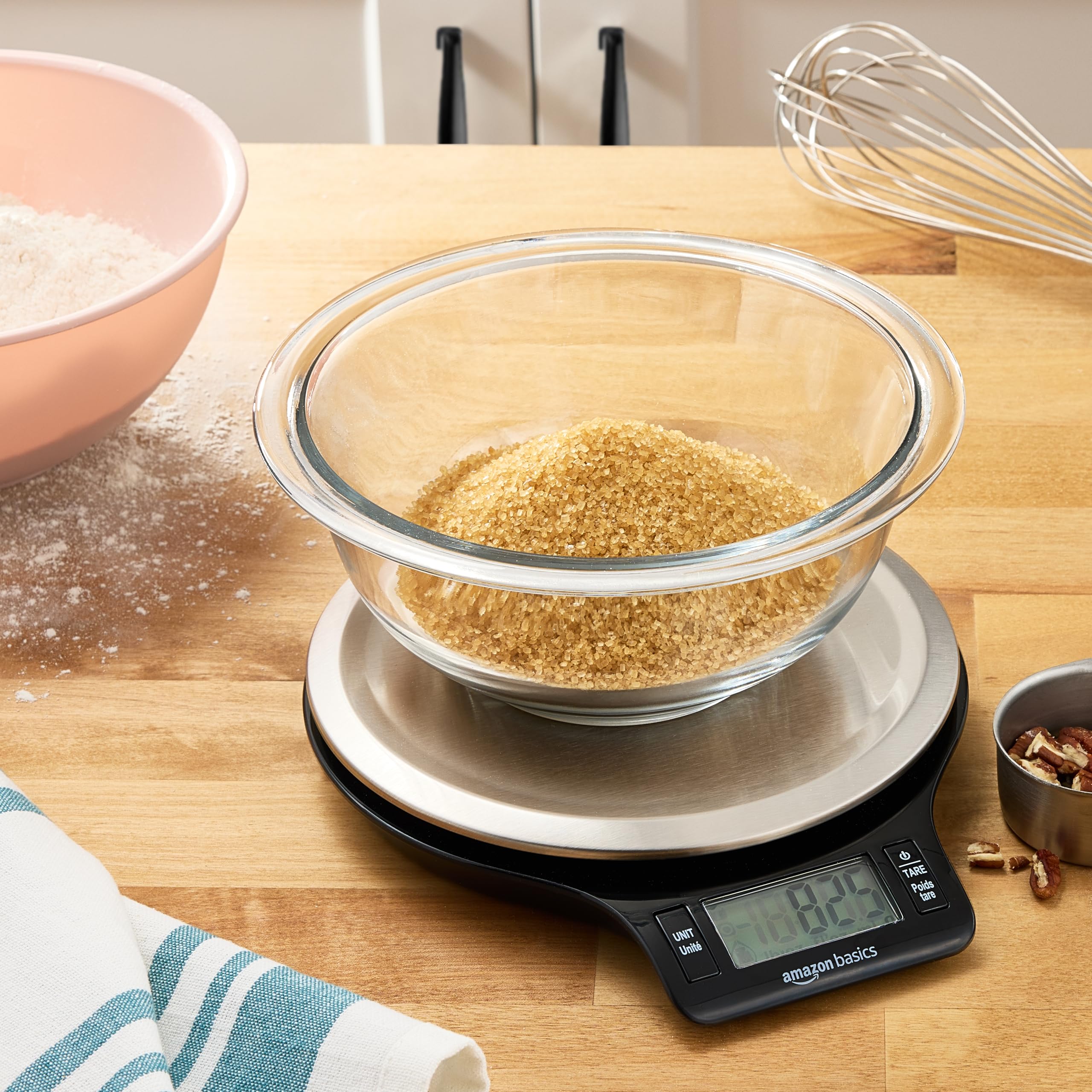 Amazon Basics Stainless Steel Digital Kitchen Scale with LCD Display, Batteries Included
