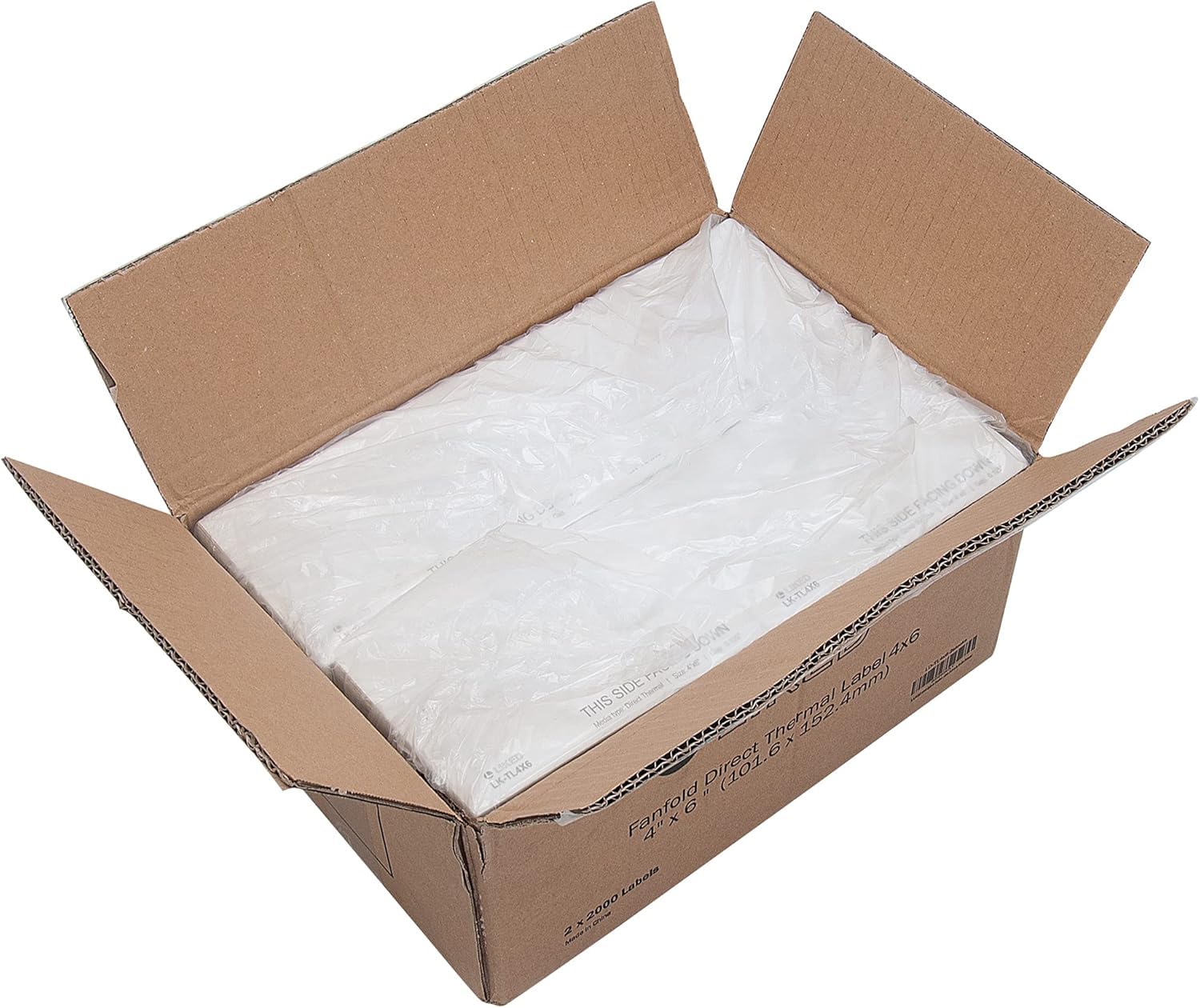 L LIKED 4000 Labels Fanfold 4" x 6" Direct Thermal Labels, with Perforated line for Thermal Printers - Compatible Zebra & Rollo Printer (4" x 6" - 4000 Labels)