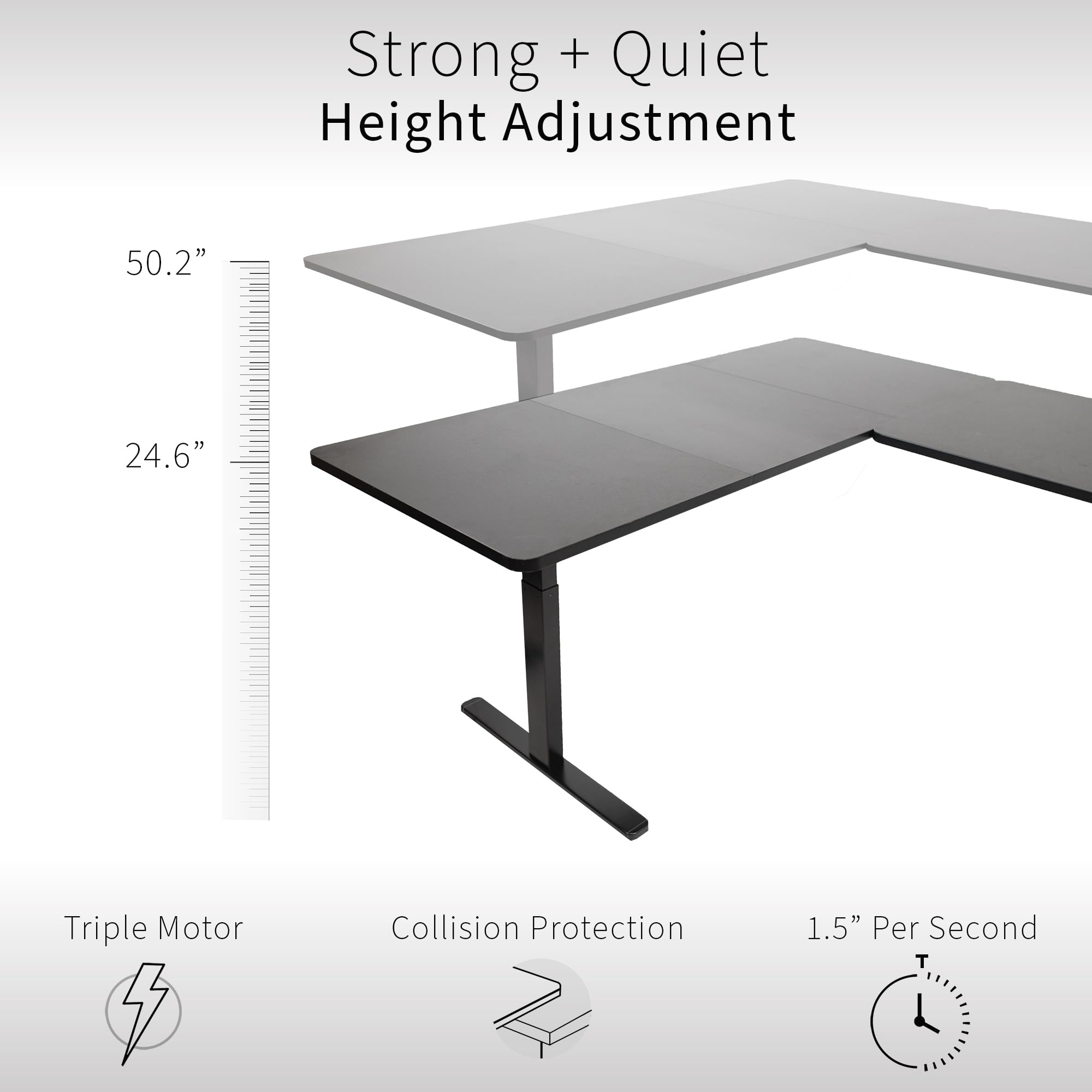 VIVO Electric Height Adjustable 77 x 71 inch Corner Stand Up Desk, 2 Black 30 inch Deep Table Tops, Black Frame, Memory Controller, L-Shaped Standing Workstation, DESK-KIT-3E7B