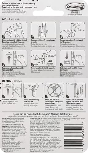 Command Medium Utility Hooks, Damage Free Hanging Wall Hooks with Adhesive Strips, No Tools Wall Hooks for Hanging Christmas Organizers, 2 White Hooks and 4 Command Strips