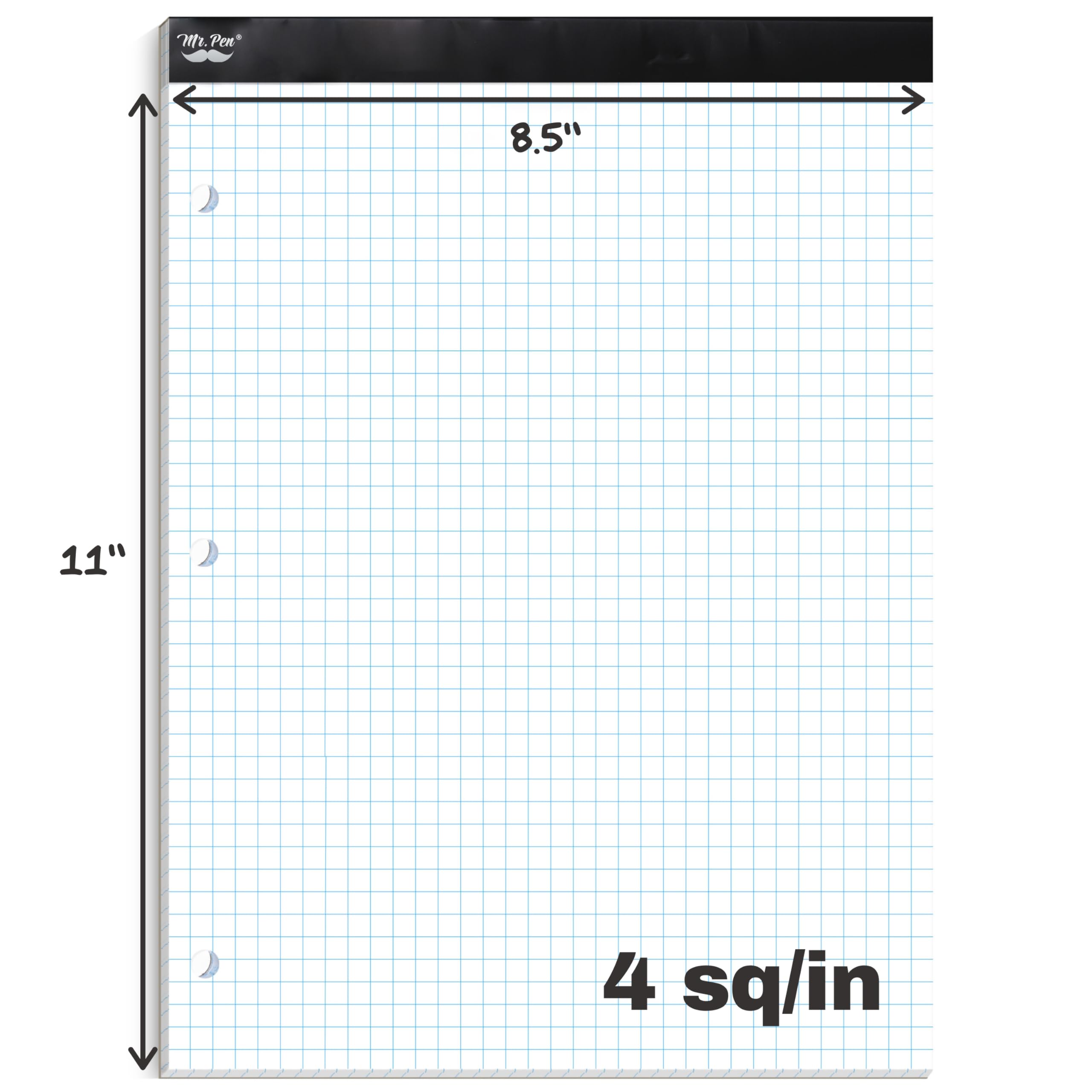 Mr. Pen- Graph Paper, Grid Paper Pad, 4x4 (4 Squares per inch), 8.5"x11", 55 Sheets, 3-Hole Punched, Grid Paper, Graph Paper Pad, Graphing Paper, Computation Pads, Drafting Paper, Blueprint Paper