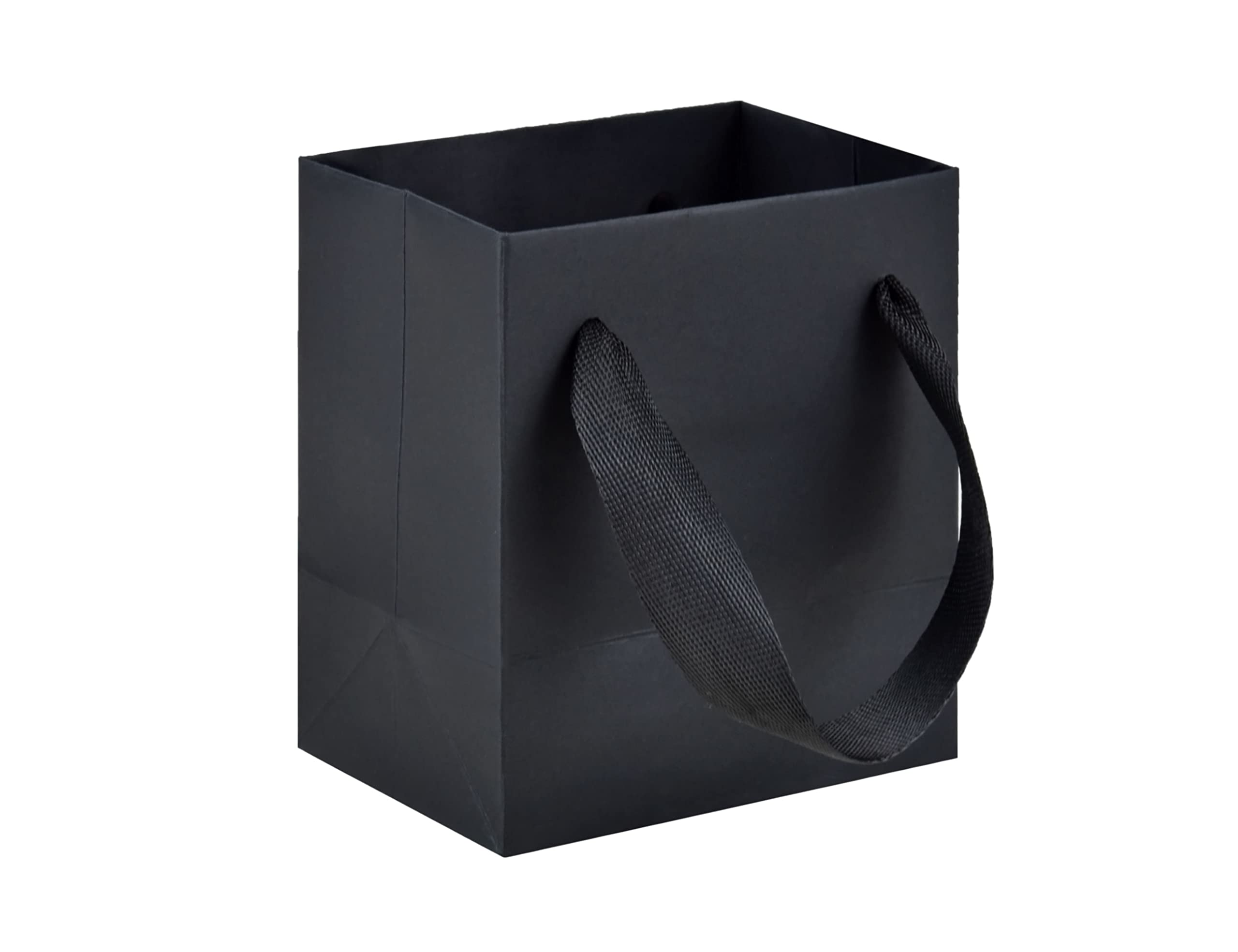 HUAPRINT Black Paper Bags,Matte Black Gift Bags,Extra Small Shopping Bags with Handles,30 Pack 4x2.75x4.5 inch,Party Favor Bags,Merchandise Business Bags,Wedding Bags