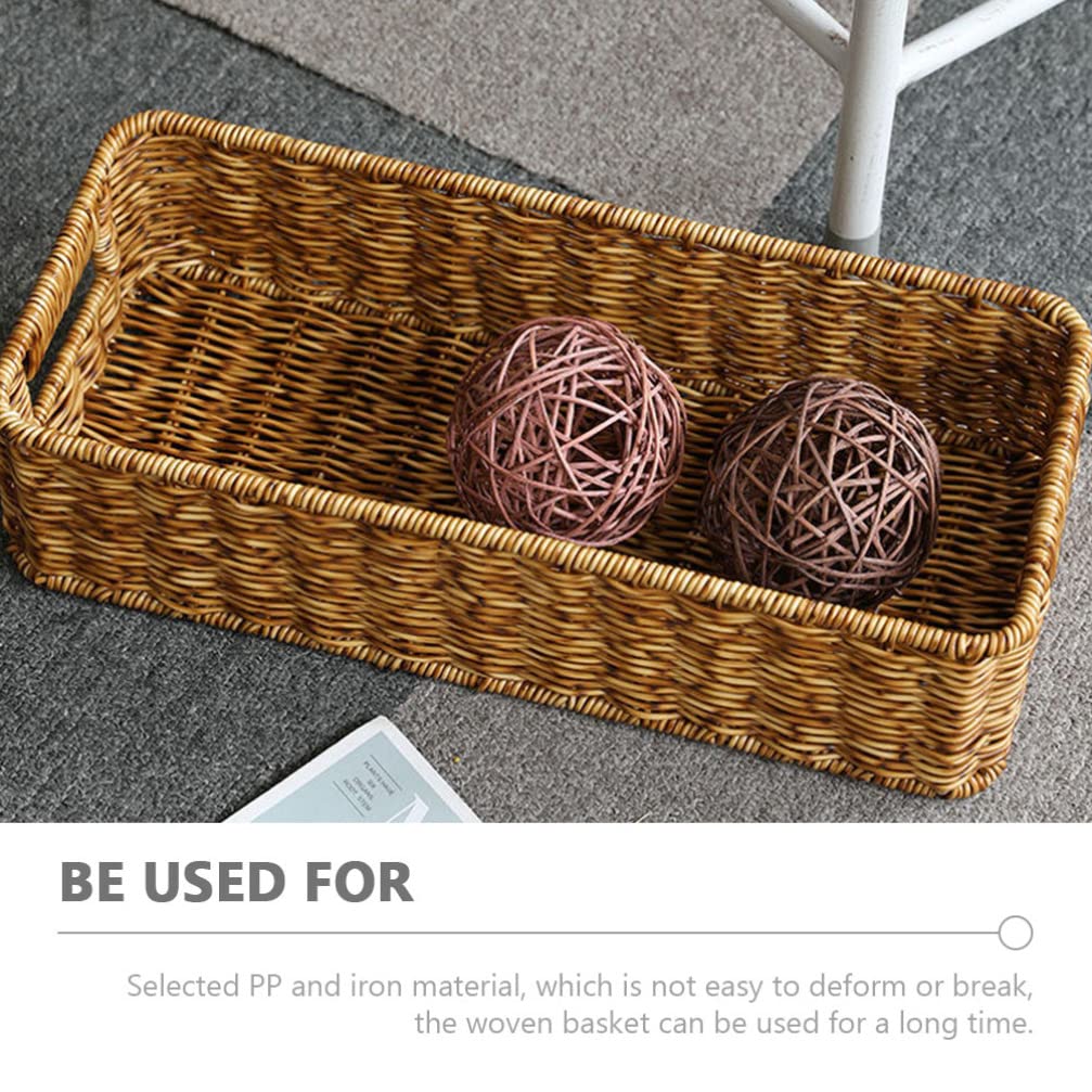 Cabilock Rattan Flatware Tray Kitchen Utensil Drawer Organizer Wicker Fruit Basket Serving Basket Flatware Cutlery Organiser Tray Farmhouse Woven Cutlery Forks Holder Dividers