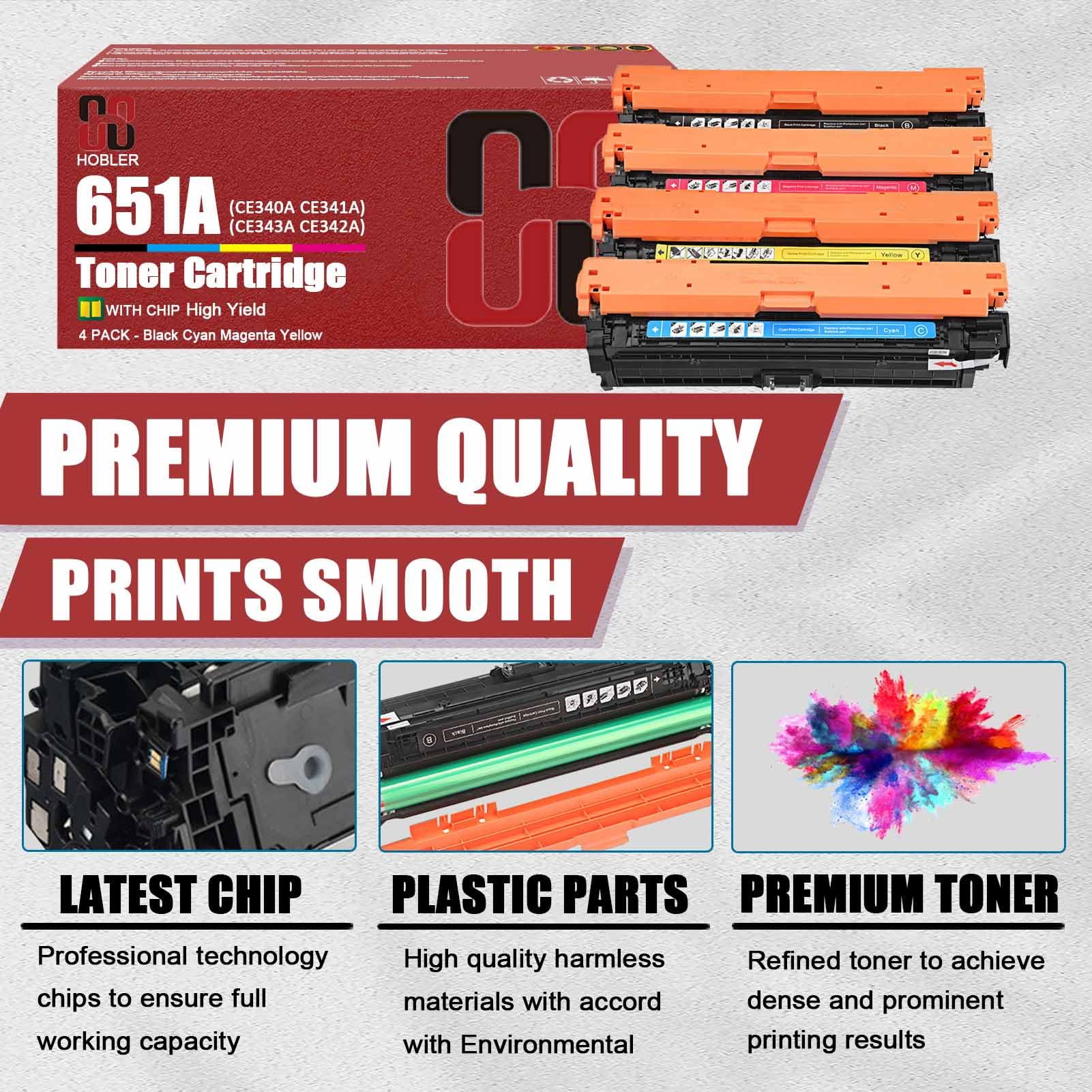 Replacement 651A Toner Cartridges Compatible for HP CE340A CE341A CE343A CE342A Toner Cartridge Work for HP Laserjet Enterprise 700 Color M775dn M775f M775z Printers 1 Magenta Pack