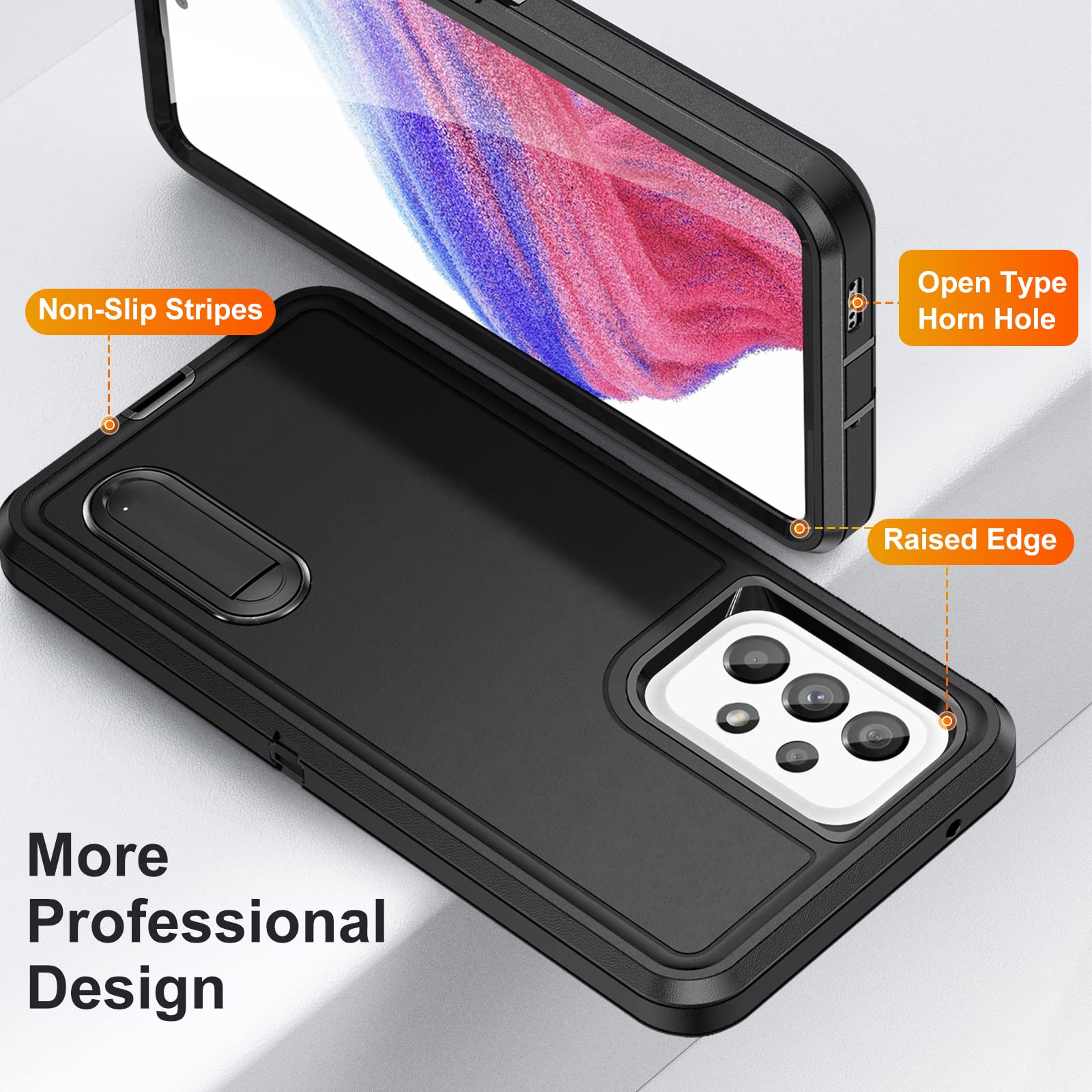 IDweel for Galaxy A53 5G Case with Build-in Kickstand(2022), Heavy Duty Protection Shockproof Anti-Scratch Rugged Slim Fit Protective Durable Case Hard Cover for Samsung Galaxcy A53 5G 6.5 Inch,Black