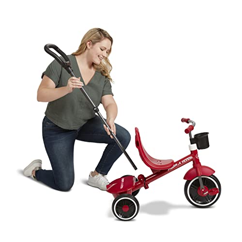 Radio Flyer Pedal & Push 4-in-1 Stroll ' N TrikeĀ®, Red Tricycle, for Toddlers Ages 1-5 (Amazon Exclusive), Toddler Bike