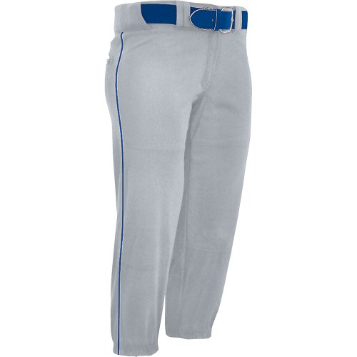 CHAMPRO Women's Sports Performance Pants with Piping, Grey/Blue Pipe, X-Large