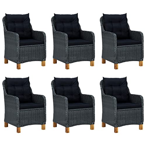 vidaXL Patio Dining Set with Cushions 9 Pieces Garden Balcony Backyard Terrace Dinner Dinette Table Chairs Outdoor Furniture Poly Rattan Dark Gray