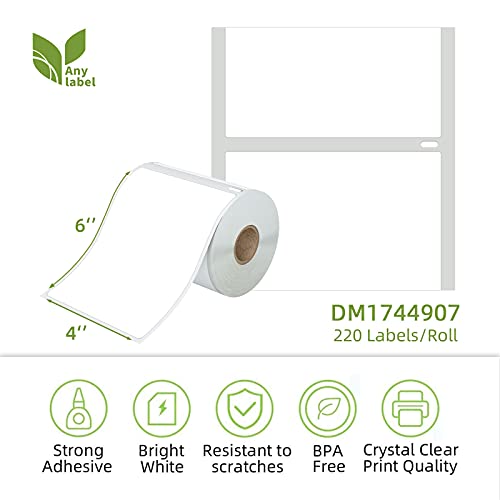 Anylabel Compatible 4" x 6" Direct Thermal Label Replacement for DYMO 1744907 Postage Address Shipping Compatible with Dymo 4XL, Rollo & Zebra Printer Permanent Adhesive (12 Rolls, 220 Labels/Roll)