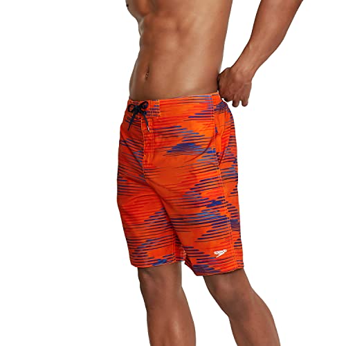 Speedo Men's Standard Swim Trunk Knee Length Boardshort Bondi Printed, 20" Slice Spicy Orange, X-Large