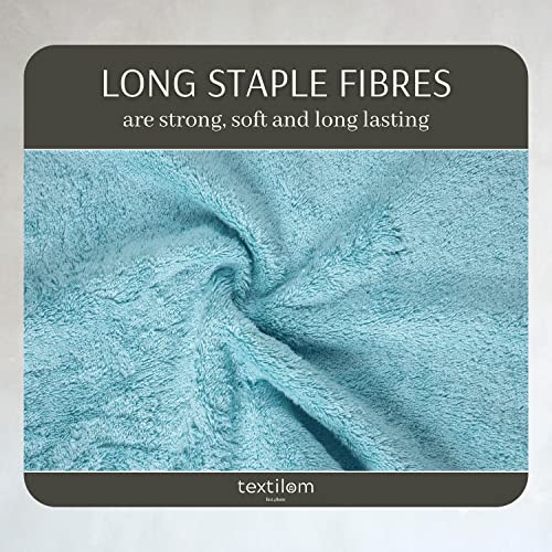TEXTILOM 100% Turkish Cotton 3 Pcs Bath Towel Set, Luxury Bath Towels for Bathroom, Soft & Absorbent Bathroom Towels Set ( 1 Bath Towel, 1 Hand Towel, 1 Washcloth )- Aqua
