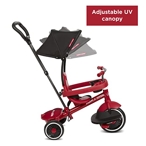 Radio Flyer Pedal & Push 4-in-1 Stroll ' N TrikeĀ®, Red Tricycle, for Toddlers Ages 1-5 (Amazon Exclusive), Toddler Bike