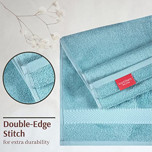 TEXTILOM 100% Turkish Cotton 3 Pcs Bath Towel Set, Luxury Bath Towels for Bathroom, Soft & Absorbent Bathroom Towels Set ( 1 Bath Towel, 1 Hand Towel, 1 Washcloth )- Aqua