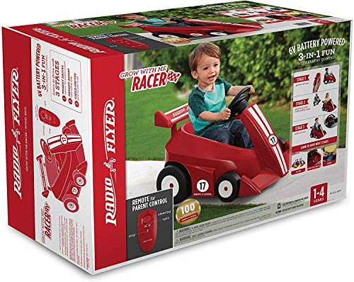 Radio Flyer Grow With Me Racer, Kids Battery Powered and Remote Control Ride On Toy, Red Toddler Ride On Toy For Ages 1.5-4 Years