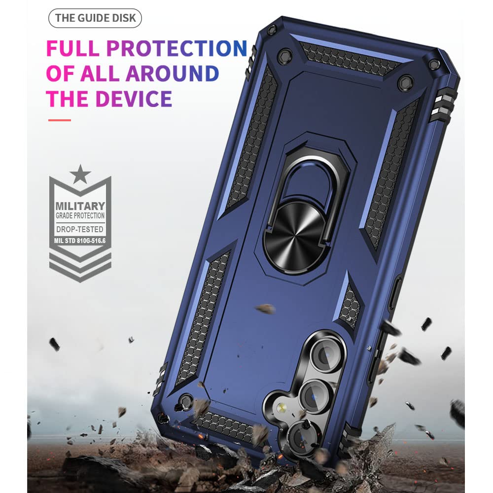 for Samsung A54 5G Case, Galaxy A54 5G Phone Case with HD Screen Protector, [Military Grade 16ft. Drop Tested] Ring Shockproof Protective Phone Case for Samsung Galaxy A54 5G,Blue