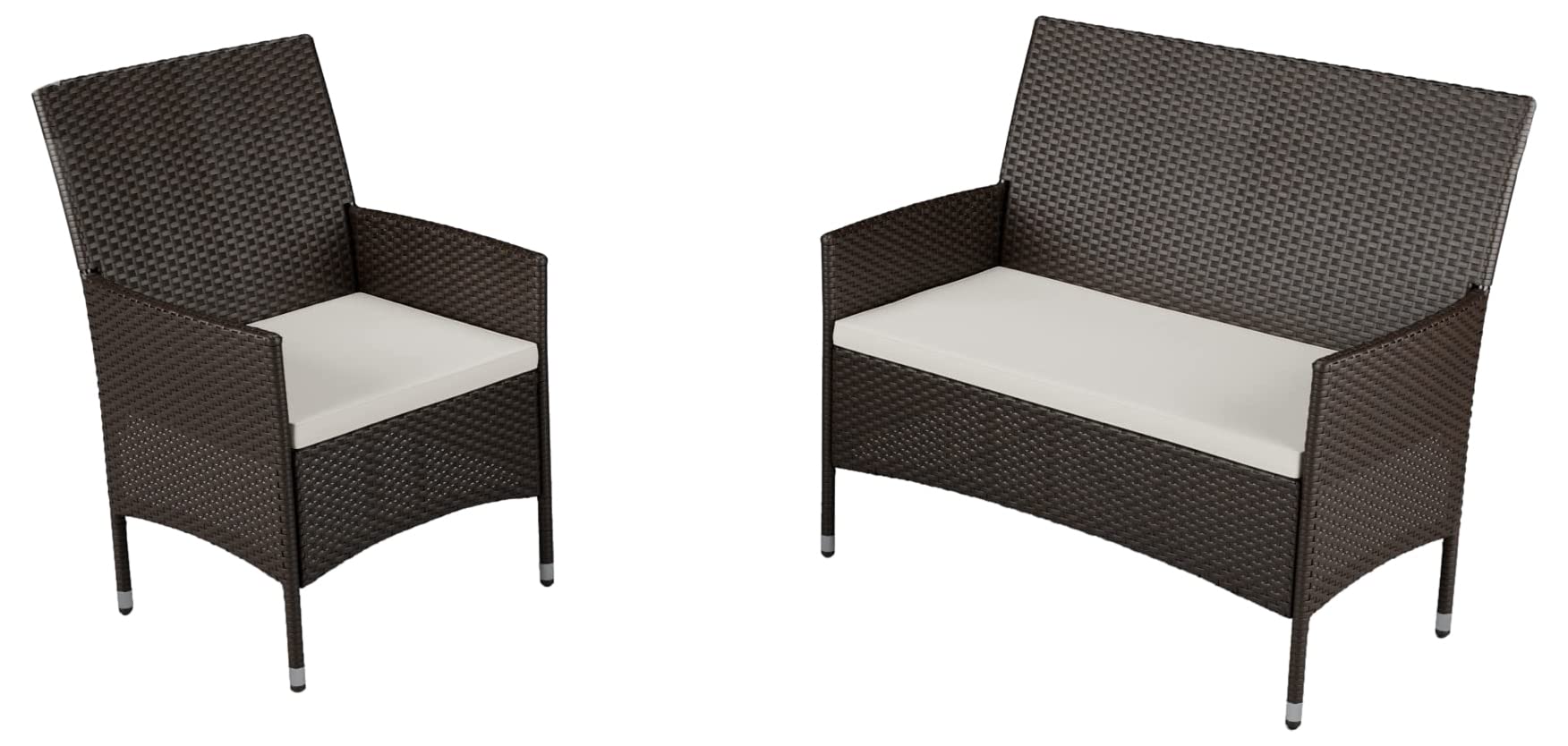 Edenbrook Bayview Rattan Patio Furniture - Outdoor Furniture Set, Set of Three: Loveseat and 2 Chairs, Brown Rattan/Cream