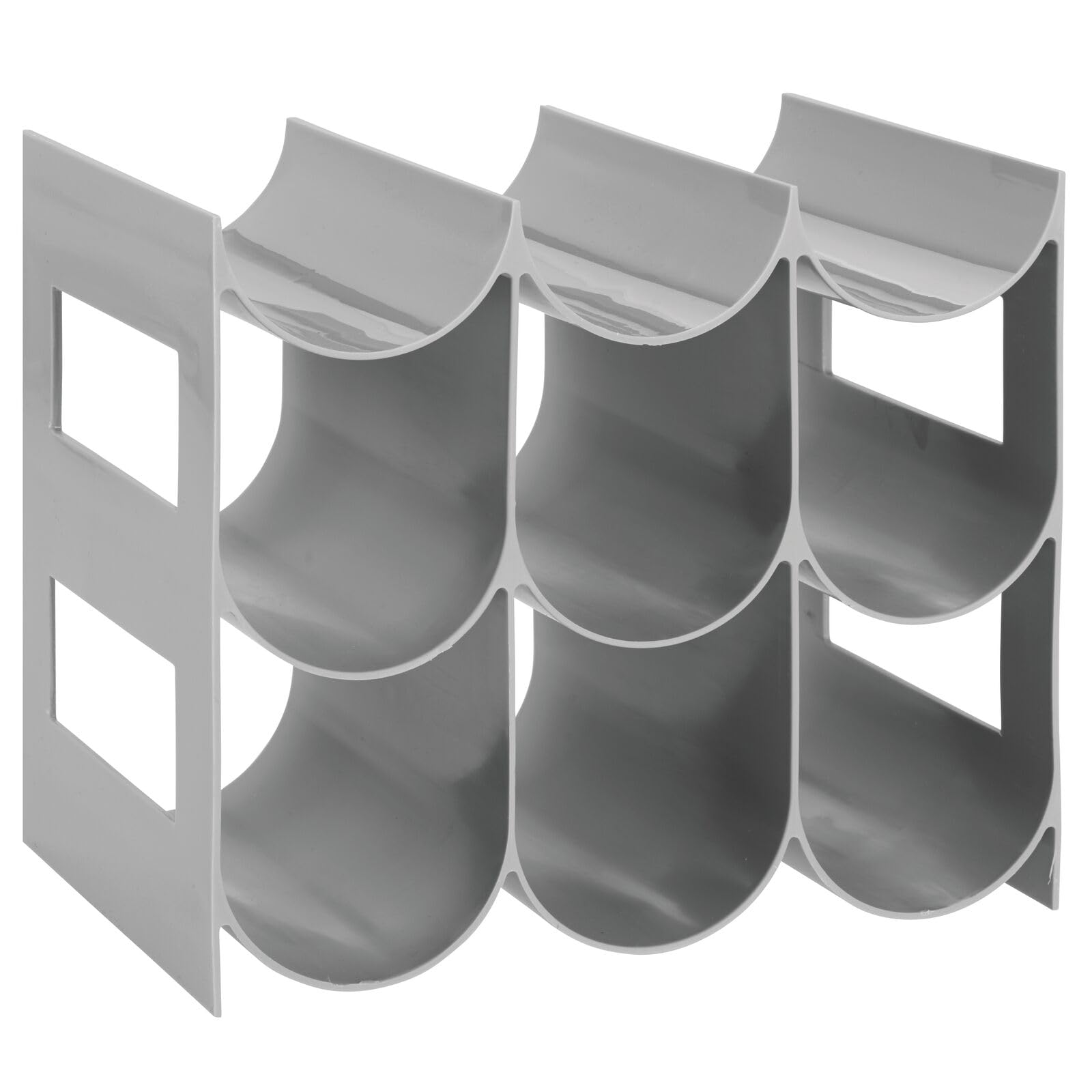 mDesign Plastic Water Bottle Organization/Wine Rack Storage Organizer for Kitchen Countertops, Cabinet, Bin, Pantry, Fridge, Refrigerator, 3 Tiers, 9 Bottles, Lumiere Collection - Gray